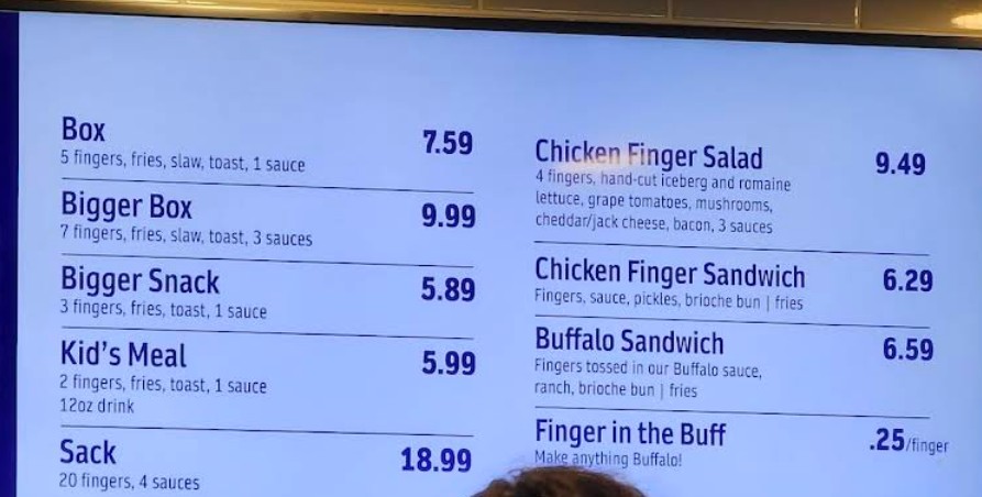 Foosackly's Menu Auburn AL, Chicken Fingers in a Box, Delicious Salads ...